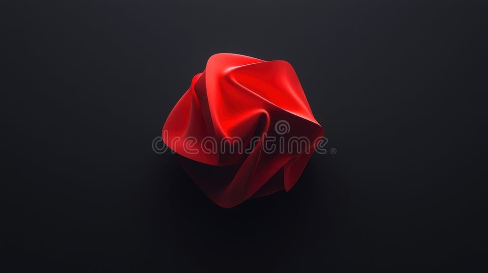 A 3D Rendering of a Red, Folded Fabric Object Against a Black ...