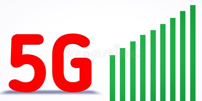 3D Rendering Red 5G Text with Green Arrow Stock Illustration ...