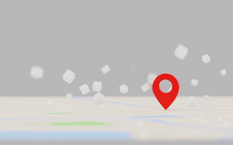 3D Rendering Red GPS Pinpoint of Destination on the Map, for Navigator ...