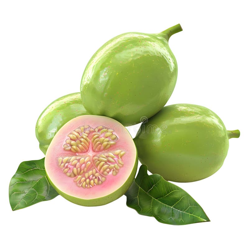 3D Rendering of a Red Guava with Leaves on Transparent Background - Ai ...