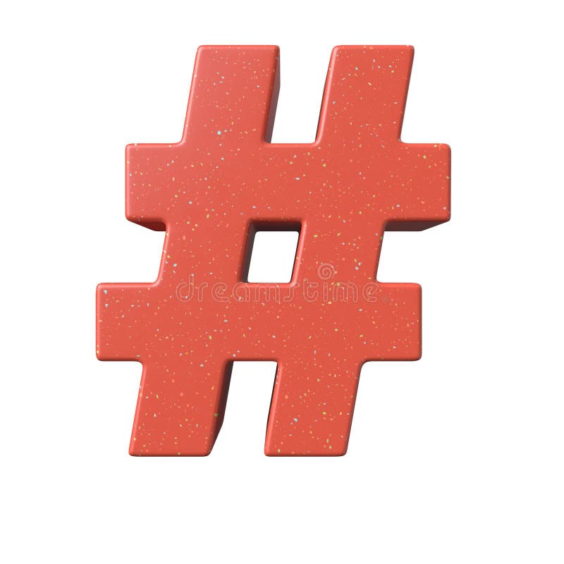3D Rendering of the Red Hashtag Sign Isolated on a White Background ...
