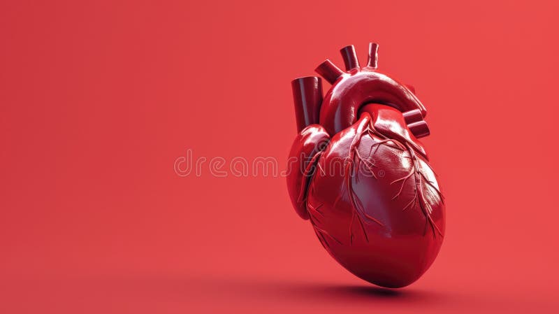 Red Anatomical Heart on Pink Background Stock Illustration ...