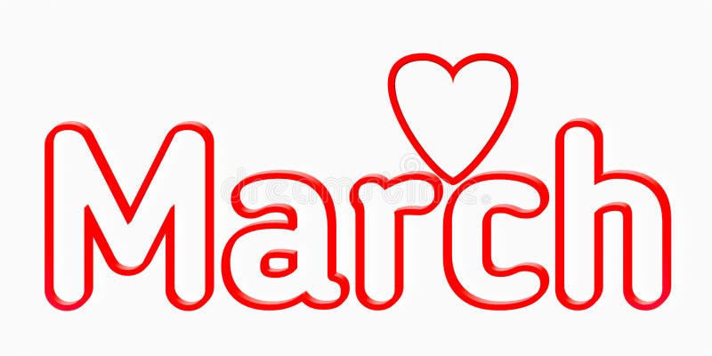 3d Rendering Red March Text Isolated on White Stock Illustration ...