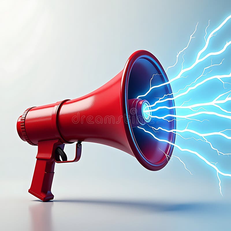 3d Rendering Red Megaphone with Lightings Isolated Stock Illustration ...