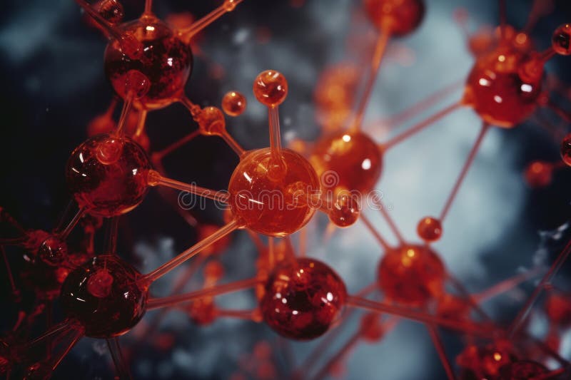 3d Rendering of Red Molecules on a Black Background Stock Illustration ...