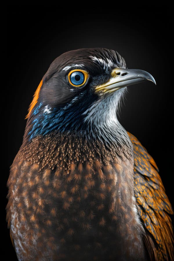 3D Rendering of a Red-necked Hawk Isolated on Black Background Stock ...