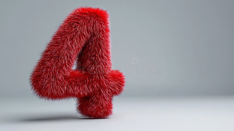 A 3D Rendering of a Red Number Four Made of Grass Stock Illustration ...