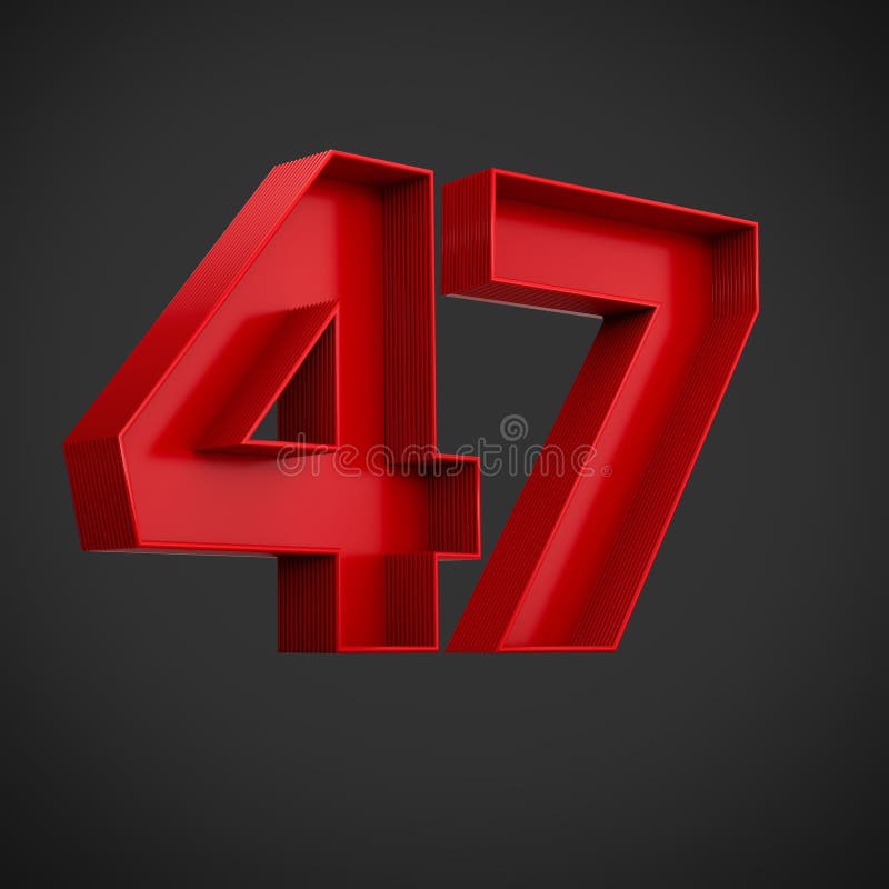 3d Rendering of the Red Number 47 Isolated on the Empty Gray Background ...