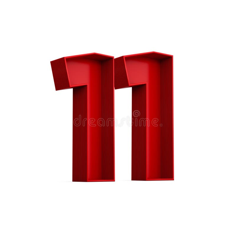3d Rendering of the Red Number 11 Isolated on the Empty White ...