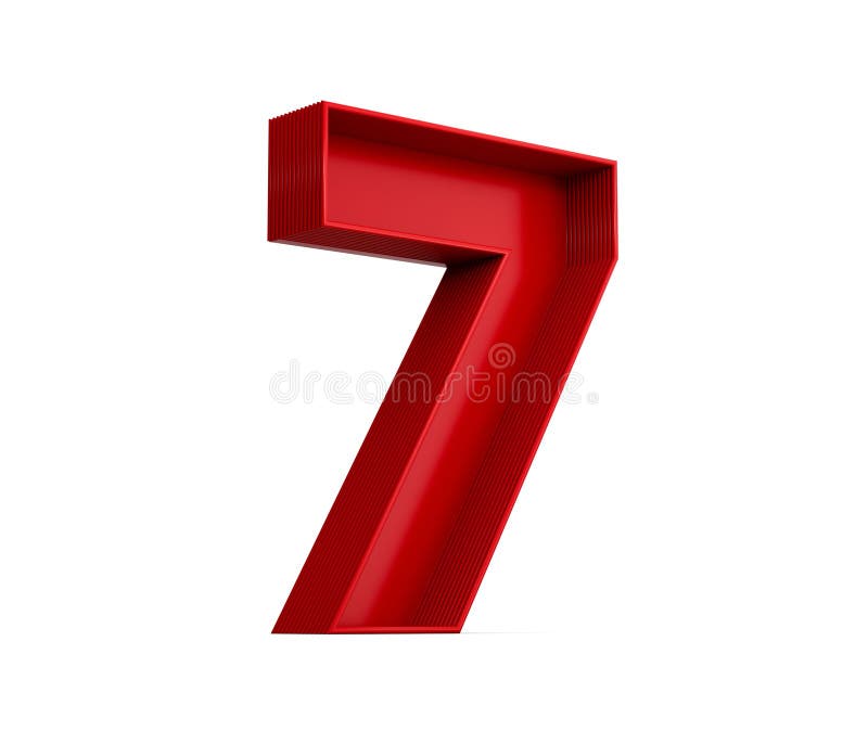 3d Rendering of the Red Number 7 Isolated on the Empty White Background ...