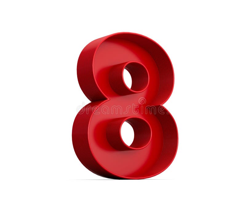 3d Rendering of the Red Number 8 Isolated on the Empty White Background ...