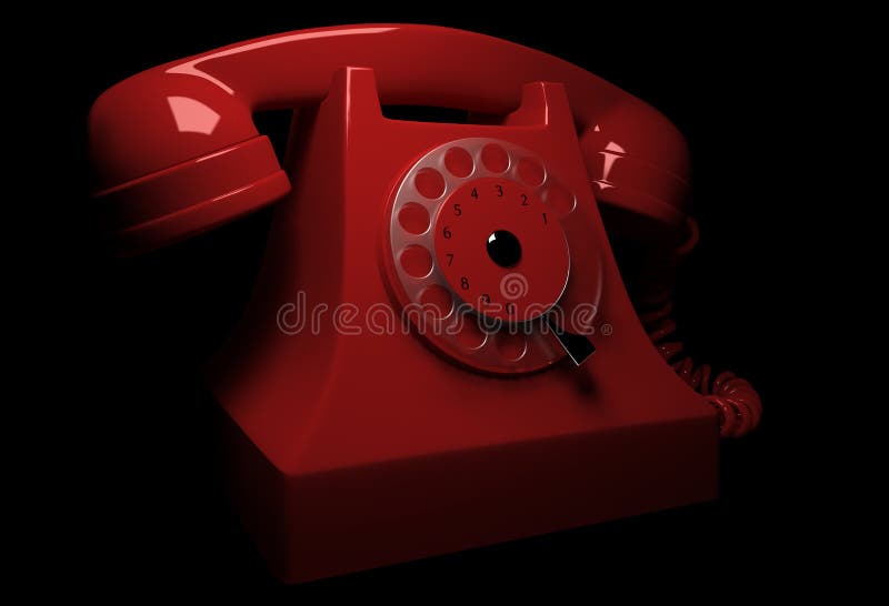A red old vintage phone stock illustration. Illustration of rendering ...