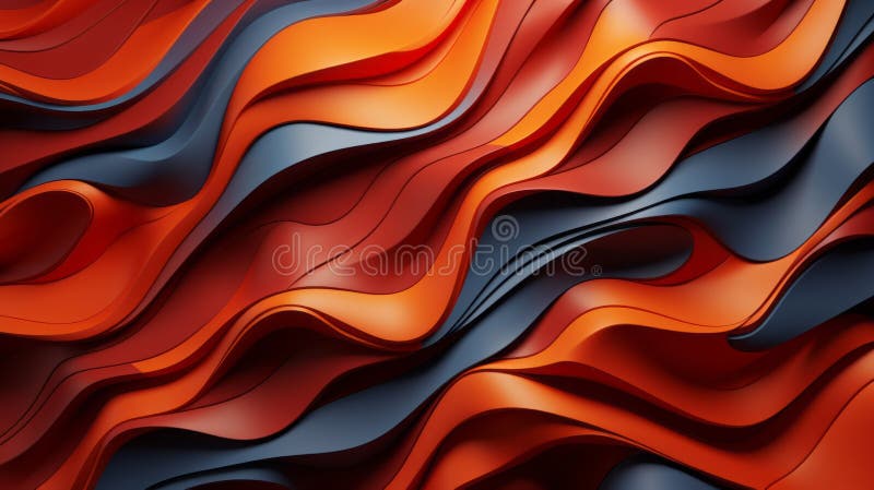 3d Rendering of a Red Orange and Blue Wavy Fabric Background Stock ...