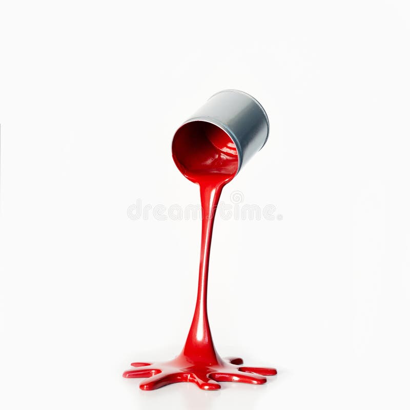 3d Rendering of Red Paint Leaking Out of a Bucket Stock Illustration ...