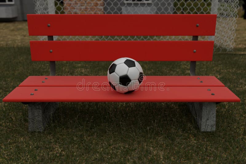 3d Rendering of Red Park Bench with Ball on it Stock Photo - Image of ...