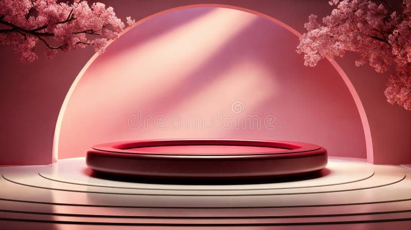 3d Rendering of Red Podium for Product Presentation in Modern Minimal ...