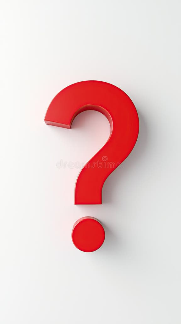 3D Rendering of Red Question Mark on White Background Stock ...