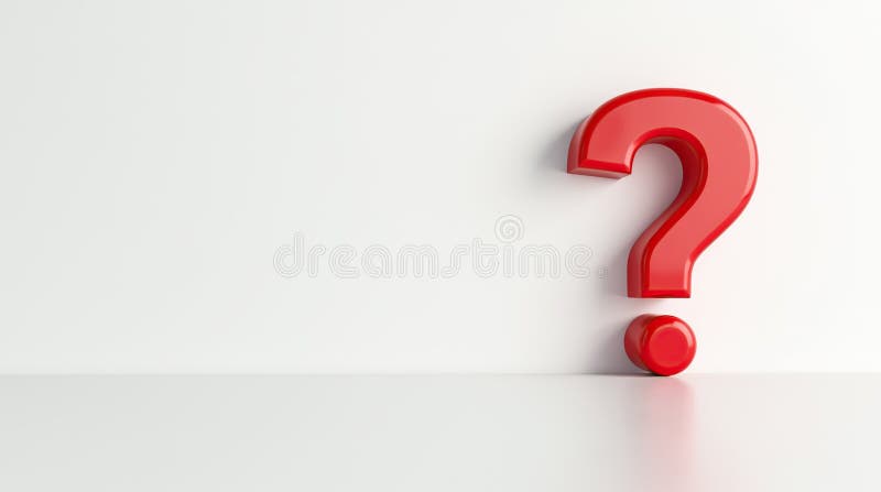3D Rendering of Red Question Mark on White Minimal Background Stock ...
