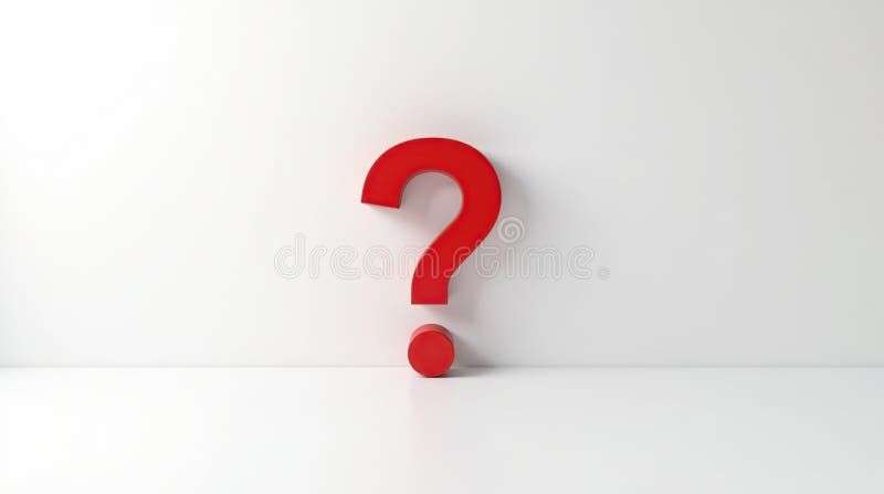 3D Rendering of Red Question Mark on White Wall Background Stock ...