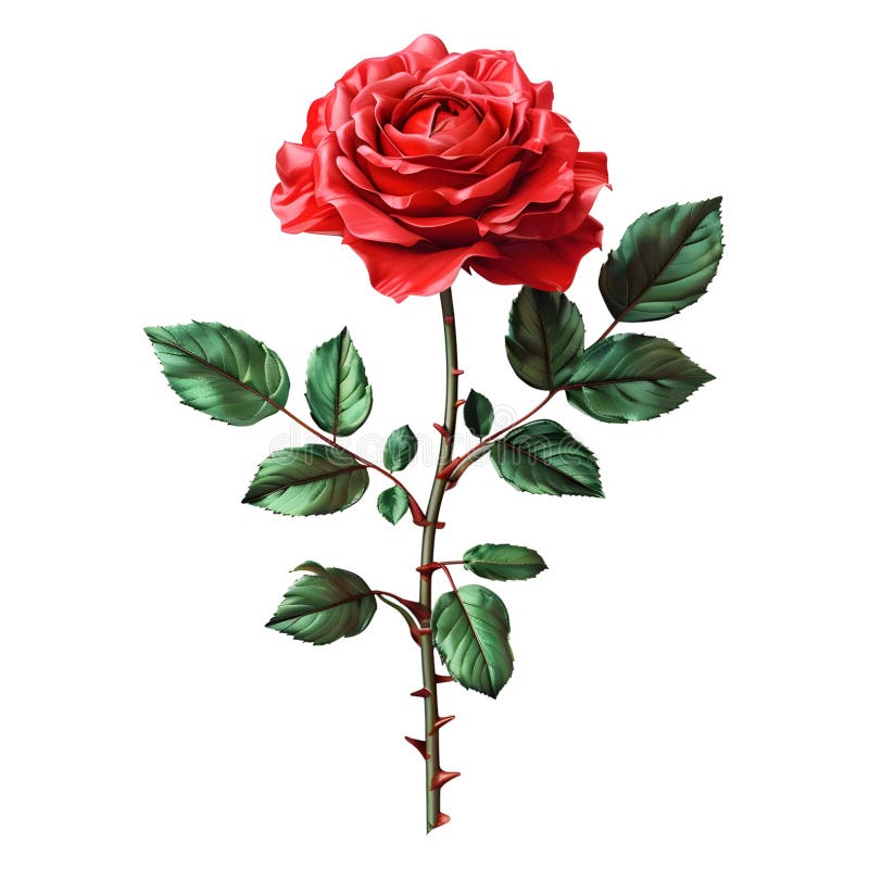 3D Rendering of a Red Rose Flower on Transparent Background - Ai ...