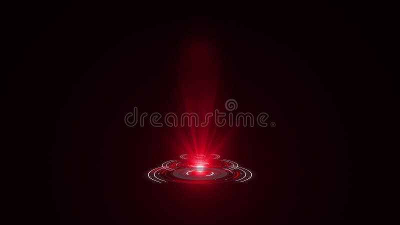 3D Rendering Red Round Hologram Emitting Rays of Light. Futuristic Sci ...