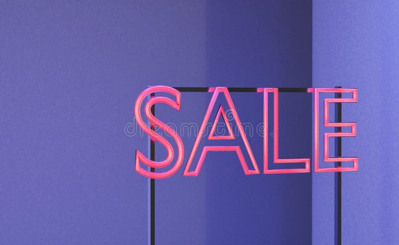 3d Rendering of a Red Sale Sign in a Blue Store Stock Illustration ...