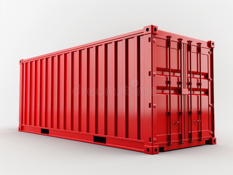 3d Rendering of a Red Shipping Container Stock Illustration ...