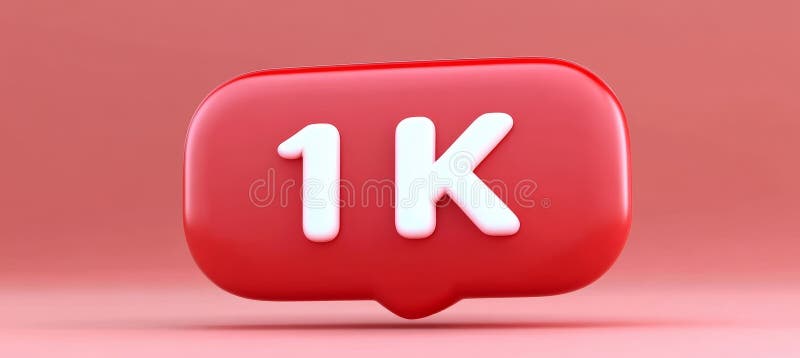 3D Rendering of Red Speech Bubble with 1K Text on Pastel Pink ...