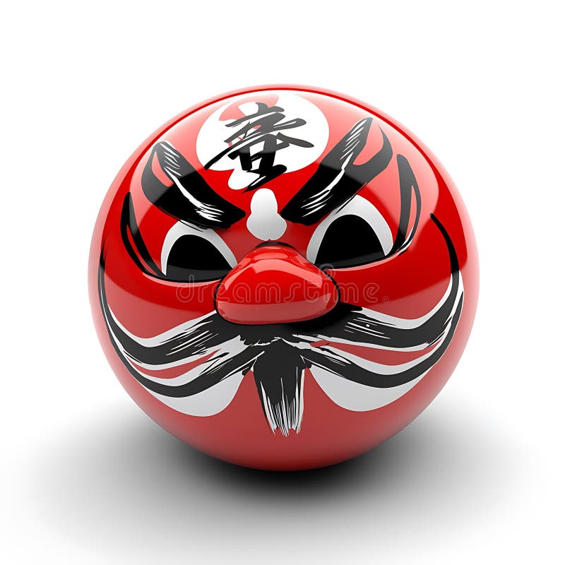 3D Rendering of a Red Sphere with a Japanese Oni Mask Design this Image ...