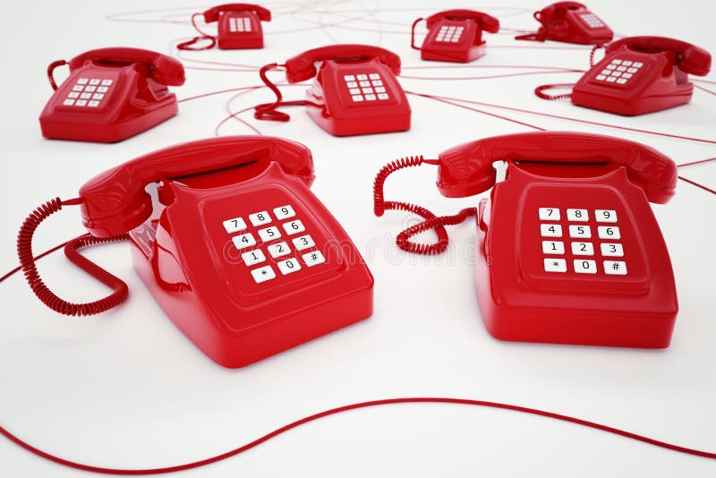 3D Rendering of Red Telephone Stock Illustration - Illustration of ...
