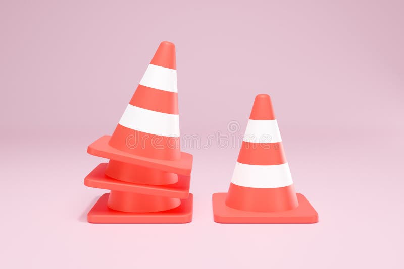 3D Rendering Red Traffic Cone Construction Isolated Unformatted Number ...
