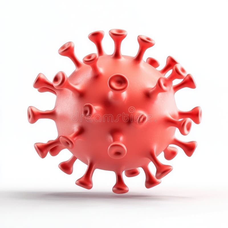 3D Render of Red Virus Particle, Microscopic Scale Stock Illustration ...