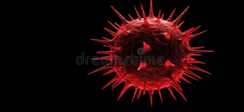 3D Rendering of a Red Virus with Spikes, Depicting Viral Structure and ...