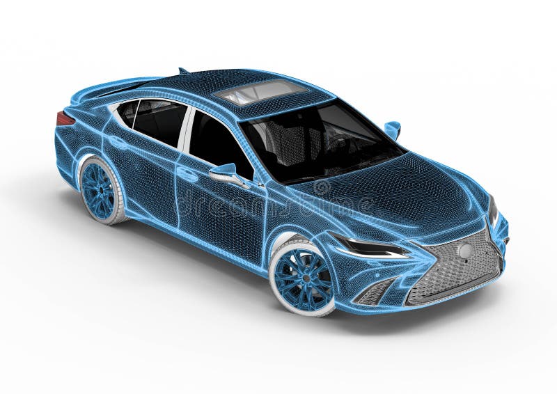 3D Rendering Representing An X-ray Of A Car Stock Illustration ...