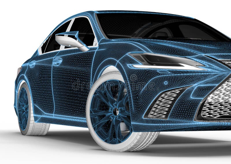 3D Rendering Representing an X-ray of a Car Stock Illustration ...