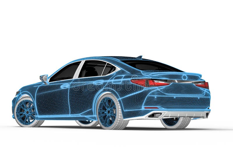 3D Rendering Representing an X-ray of a Car Stock Illustration ...