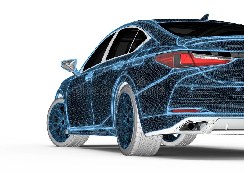 3D Rendering Representing an X-ray of a Car with a Laptop Stock ...