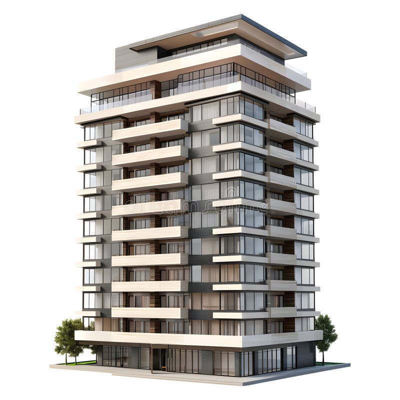 3D Rendering of a Residential Building on Transparent Background - Ai ...