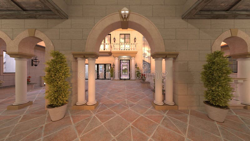 3D Rendering of the Resort Hotel Stock Illustration - Illustration of ...