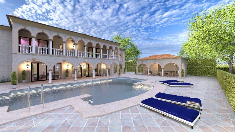 3D Rendering of the Resort Hotel Stock Illustration - Illustration of ...