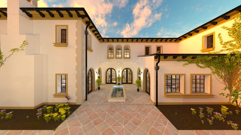 3D Rendering of the Resort Hotel Stock Illustration - Illustration of ...