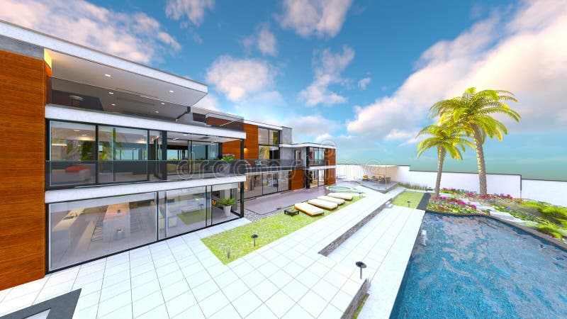 3D Rendering of the Resort Hotel Stock Illustration - Illustration of ...