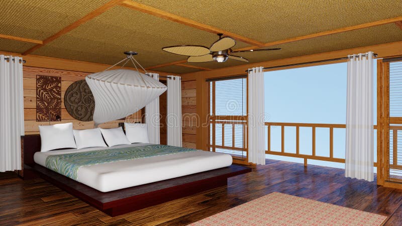 3D Rendering Resort Room stock illustration. Illustration of vacation ...