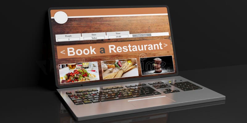 3d Rendering Restaurant Online Reservation Stock Illustration ...