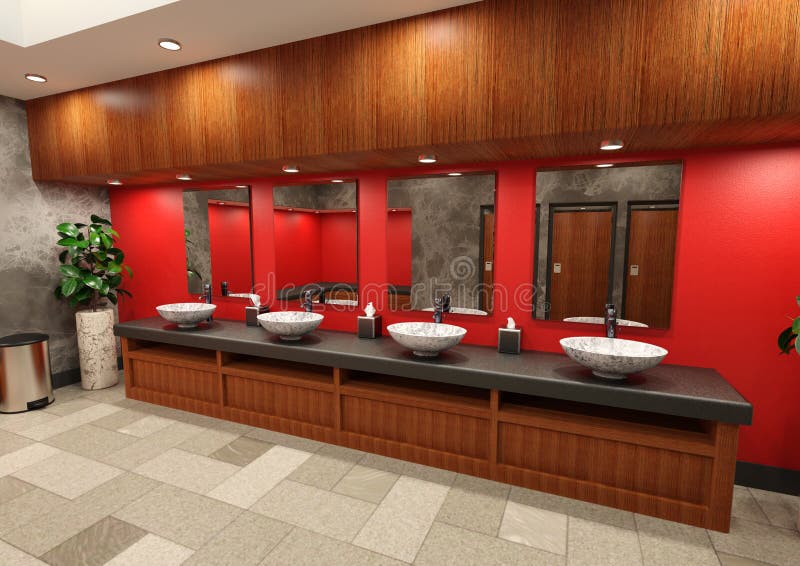 3D Rendering Restroom Interior Inside Stock Illustration - Illustration ...