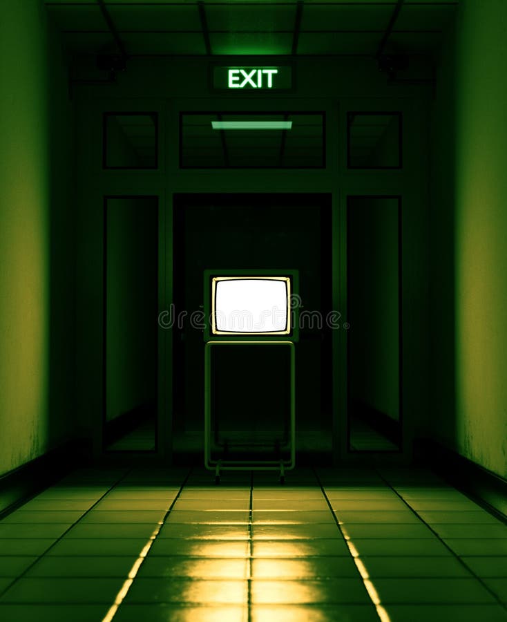 Retro tv monitor hallway stock illustration. Illustration of weird ...