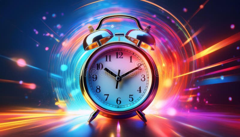 3D Ringing Alarm Clock with Vibrant Colors and Motion Effect Stock ...