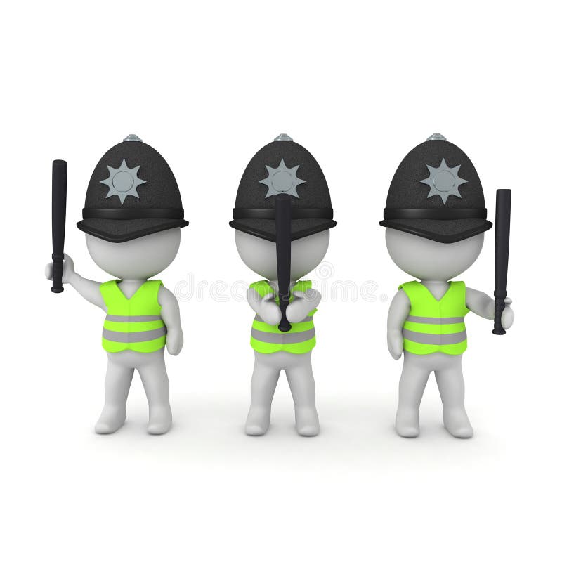 3D Rendering of Riot Police with Police Batons Stock Illustration ...