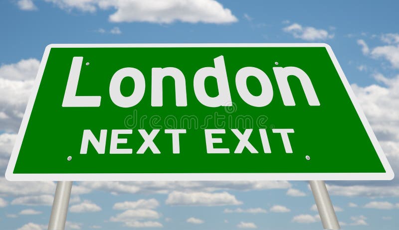 Green Highway Sign For London Next Exit Stock Illustration ...