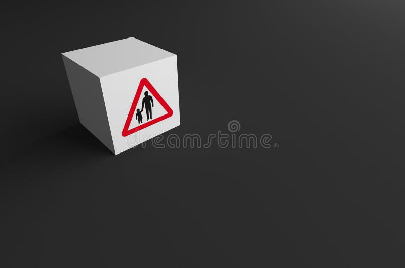 3D RENDERING of ROAD SIGN on WHITE BLOCK Stock Illustration ...